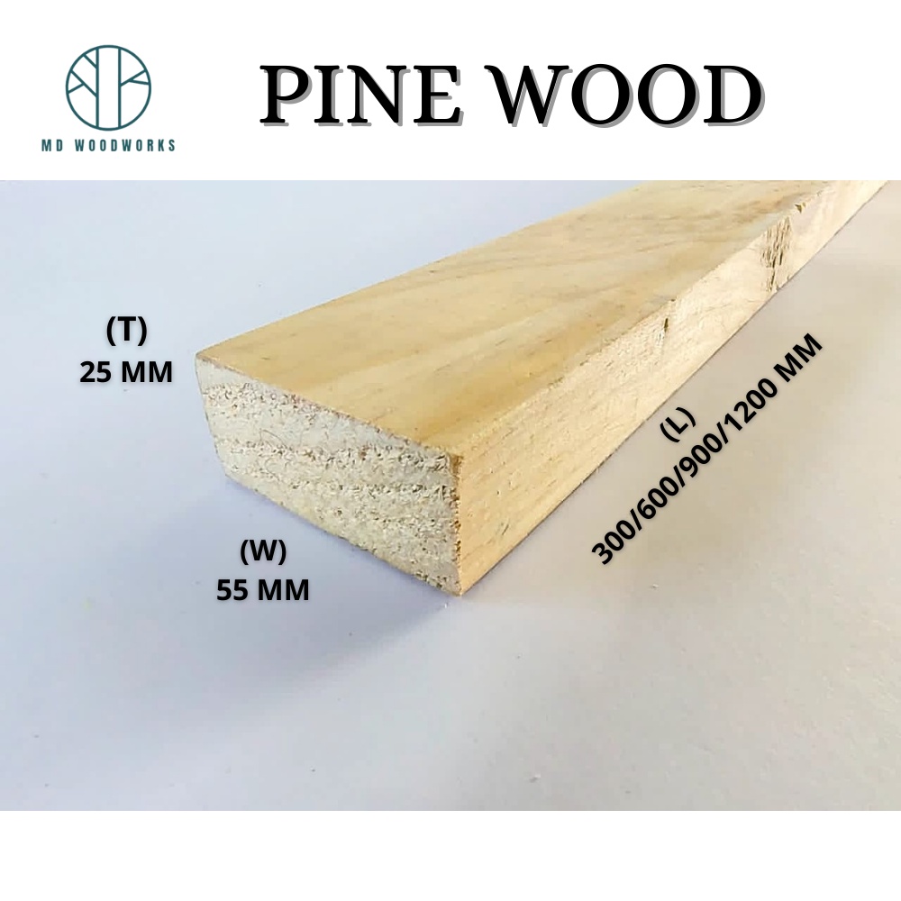 Pine Wood Plank - Thickness 25mm X Width 55mm -Siap Ketam Macam Baru ...