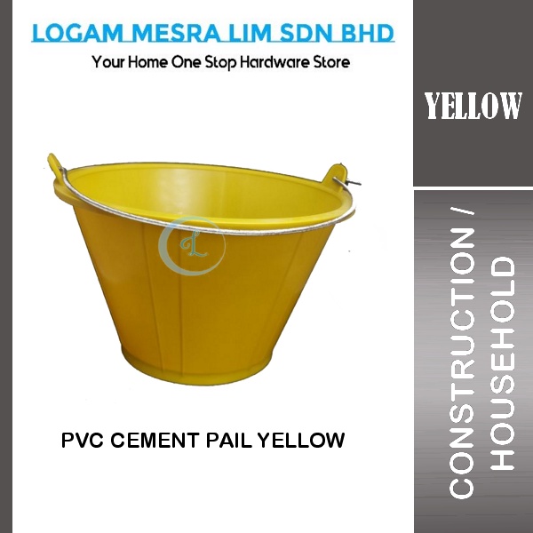 [READY STOCK] PVC CEMENT PAIL WITH HANDLE (YELLOW) | Shopee Malaysia