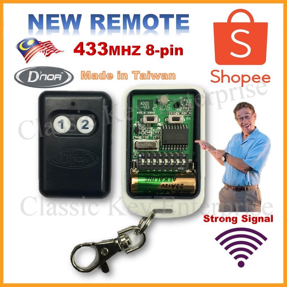 Dnor 2 channel Autogate Remote Controller 433Mhz 8 pin dip code type ...