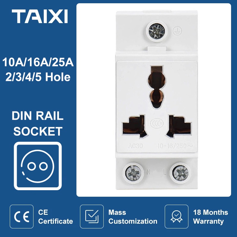 AU CN AC30 35mm Din Rail Mount Modular socket 2 3 4 hole Pins modularized Plug Single Phase 10A ...