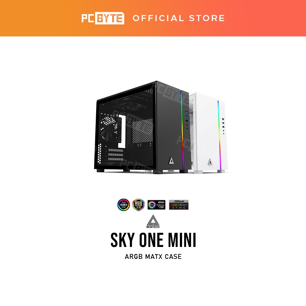 Montech Sky One Mini ITX Casing with 3 Silent Fan - Black/White ...