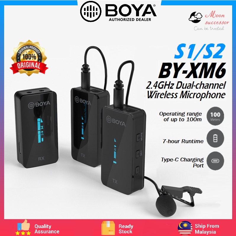 BOYA BY-XM6 XM6-S1 XM6-S2 2.4GHz Ultra Compact Wireless Lavalier Mic ...