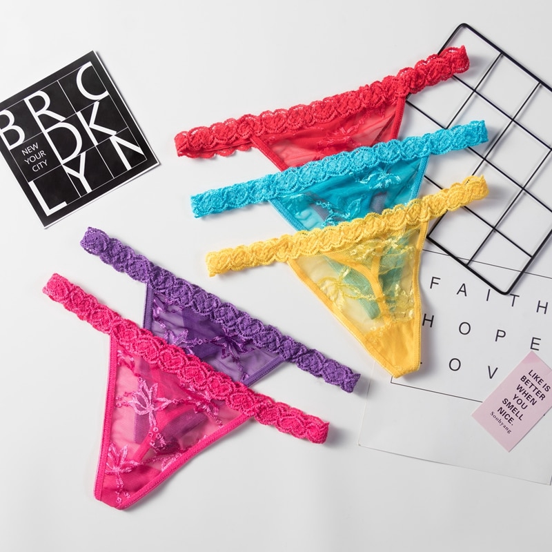 7color Gift Full Beautiful Lace Women's Sexy Lingerie Thongs G-string ...