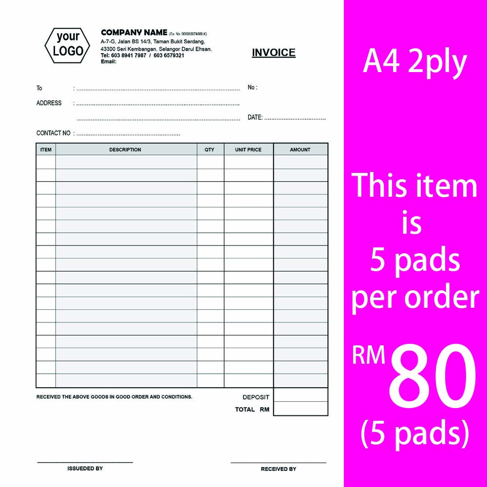 Bill Book Printing (A4 or A5) Pad Forms (5 Pads per order) | Shopee ...