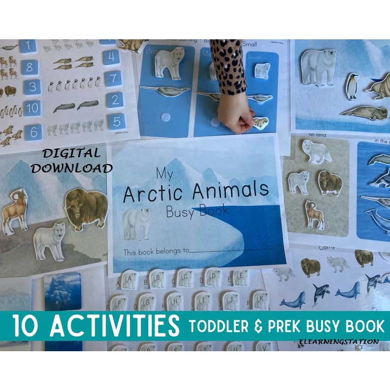 A43 Arctic Animals Busy Book Printable (PDF) Kids learning binder Quiet ...