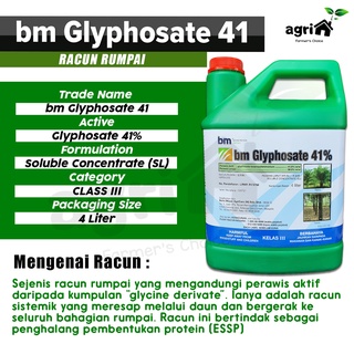 (100% Ori) 4L bm Glyphosate 136 / 41 Racun Rumput Semai Behn Meyer ...