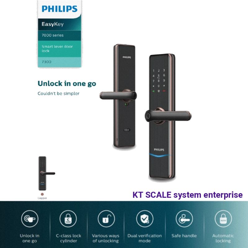 PHILIPS DIGITAL DOOR LOCK 7300 (MATT BLACK) | Shopee Malaysia