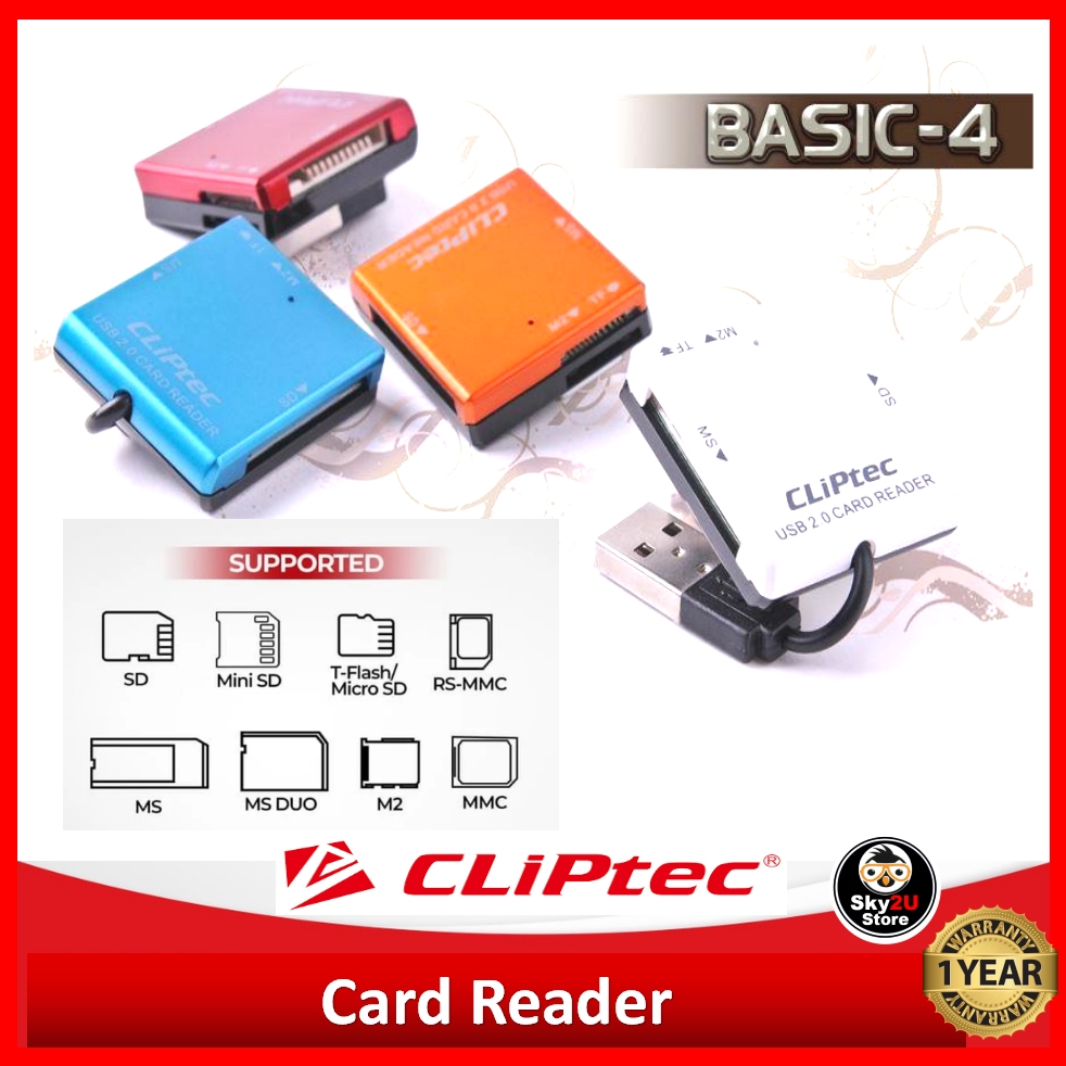 CLiPtec BASIC-4 USB 2.0 RZR507 Card Reader | Shopee Malaysia