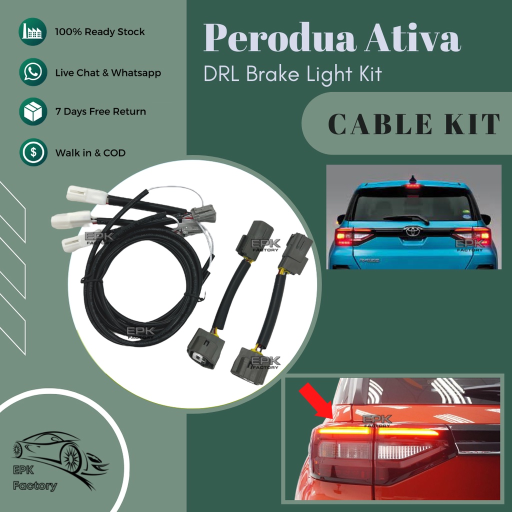 Perodua Ativa Brake Light Kit DRL Cable Socket Kit Toyota Raize Daytime ...