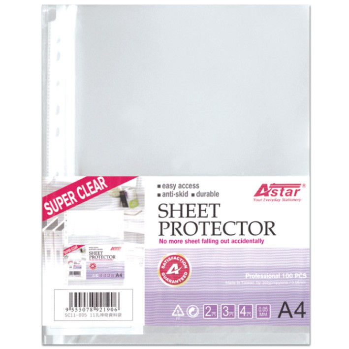 Astar Super Clear Sheet Protectors Refill - A4 Size / 100pcs (SC11-005 ...