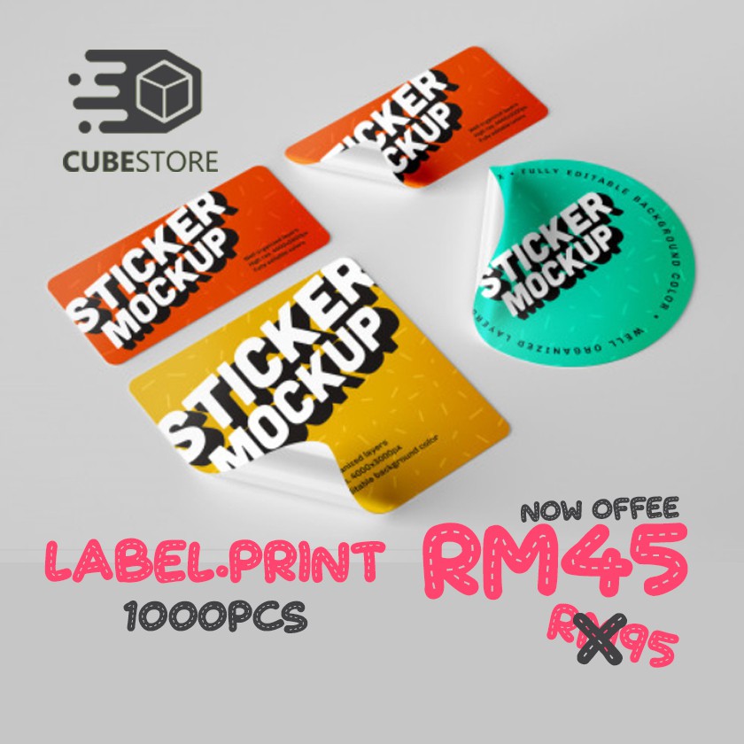 STICKER LABEL 5cm X 5cm X 1000PCS | Shopee Malaysia