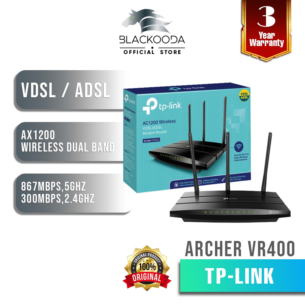 TP-LINK Archer VR400 AC1200 5Ghz Wireless Dual Band Streamyx VDSL Modem ...