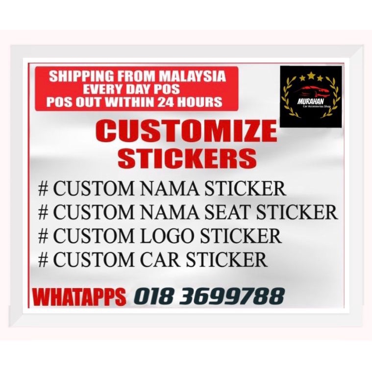 CUSTOM CAR STICKER CUSTOMIZE STICKER CAR STICKER KERETA NAMA LOGO NAMA ...