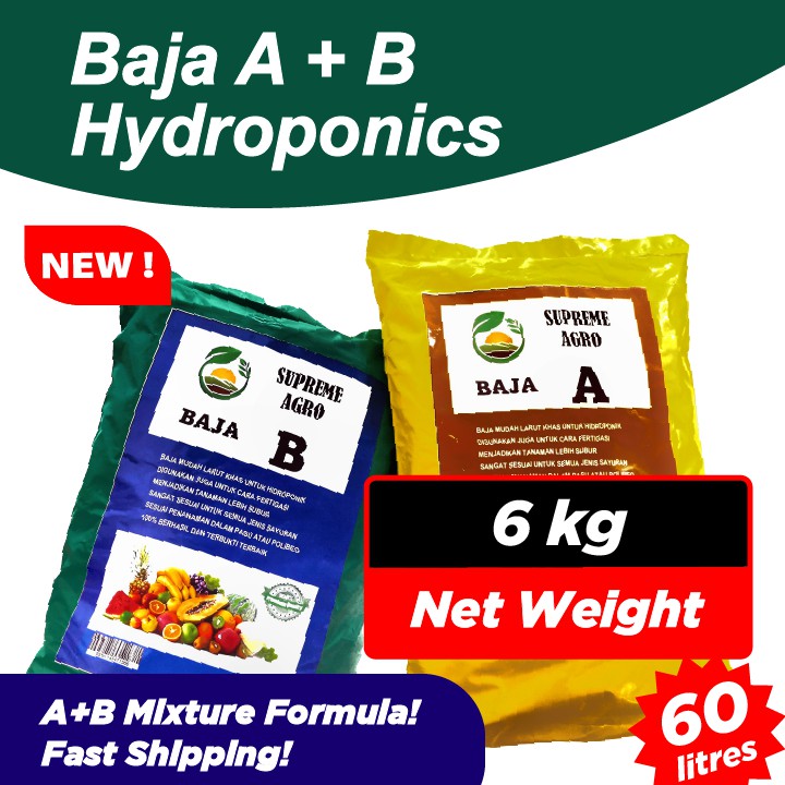 [6KG] Original Baja AB Serbuk = 60L (Hydroponics Booster/Fertilizer ...