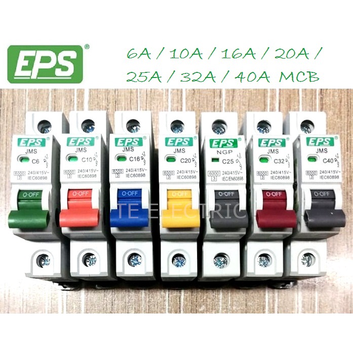 EPS 1 POLE MCB 6A / 10A / 16A / 20A / 25A / 32A / 40A (6KA APPROVED SIRIM) | Shopee Malaysia