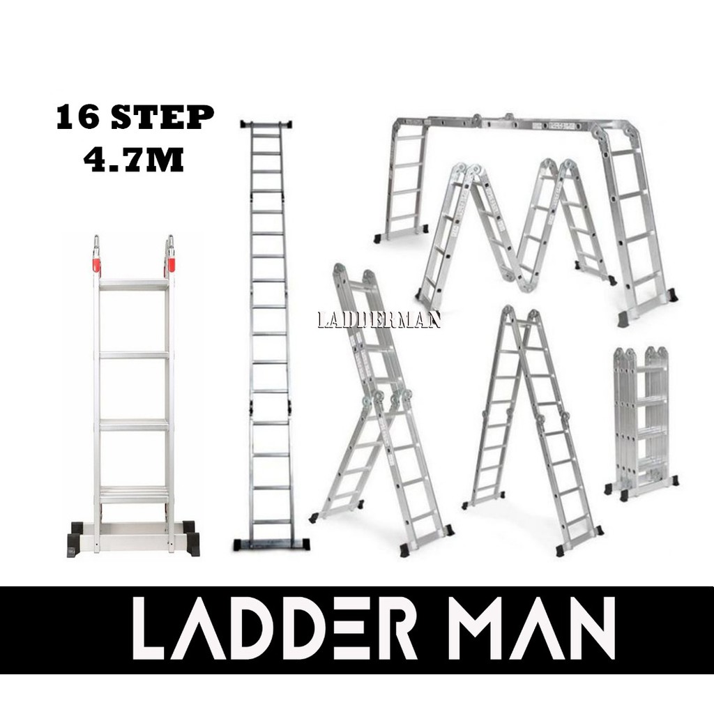 16 STEP (4.7M) / 12 STEP (3.7M) ALUMINIUM MULTIPURPOSE LADDER M37 / M47 ...