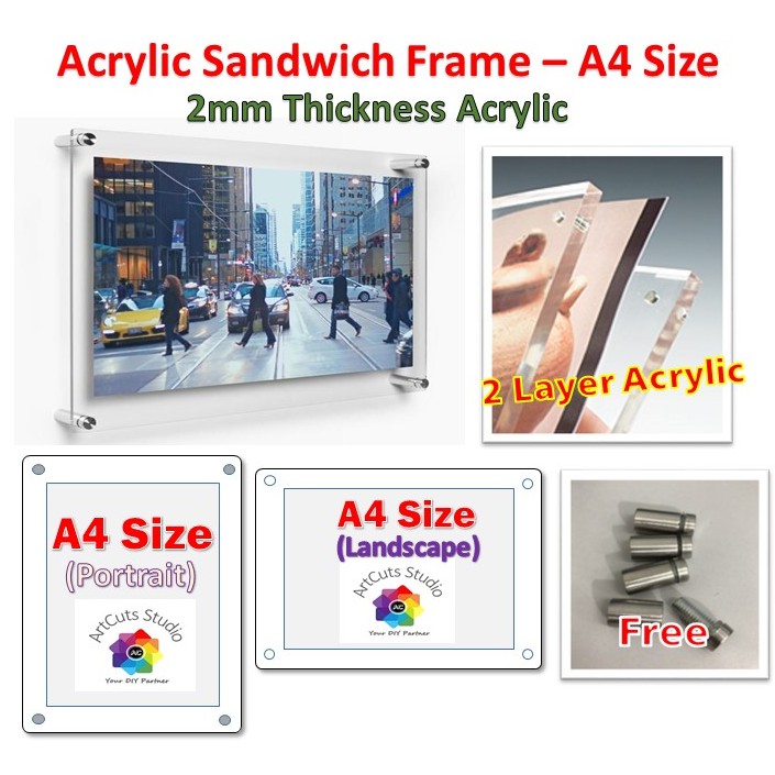 Acrylic Poster Wall Display Frame Fit to A4 size Poster - Office Home ...
