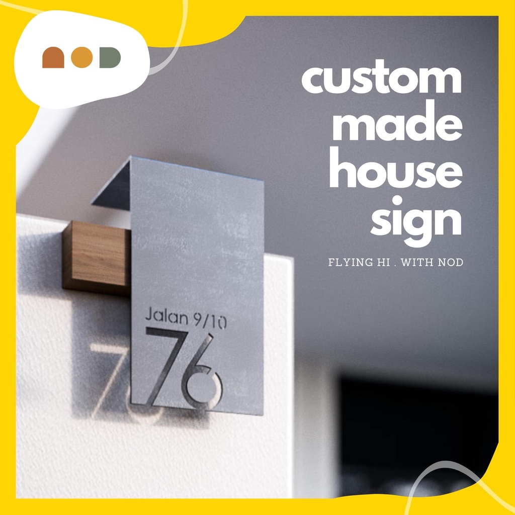 nod FLY HI Modern House Signage Nombor Plate Rumah House Number House ...