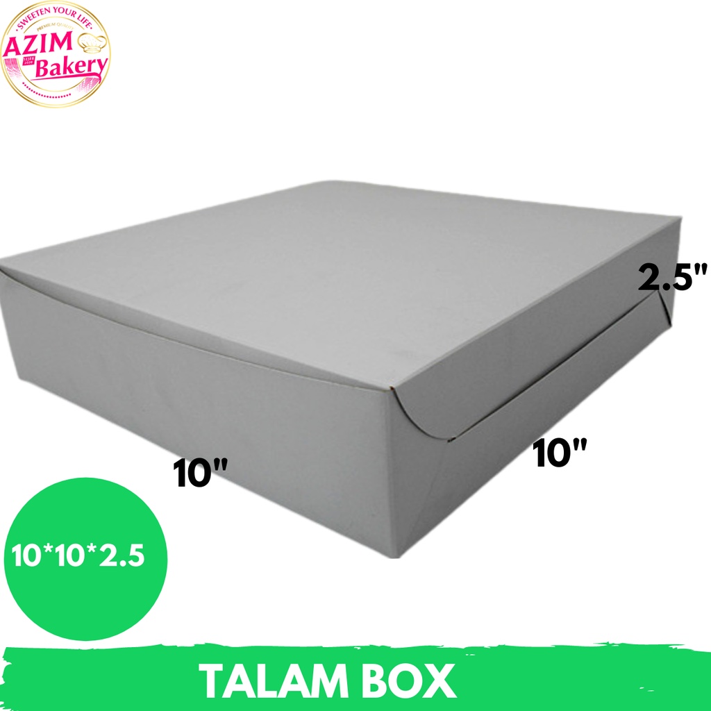 Talam Box No Window 10X10X2.5 (50Pcs) Kotak Kuih Talam | Kotak Kuih ...
