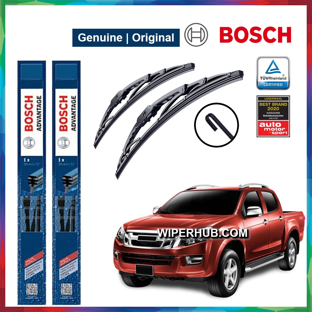 [ORIGINAL] Isuzu D-MAX DMAX 2013 - 2016 Bosch Advantage U-Hook Wiper Blade Windscreen (1SET ...