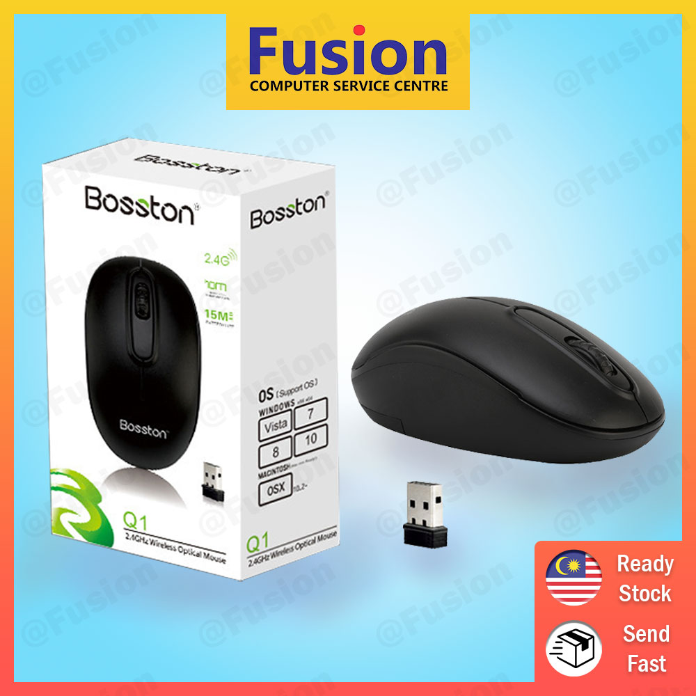 Bosston Q1 Wireless 2.4GHz USB Optical Mouse For Desktop Laptop PC ...