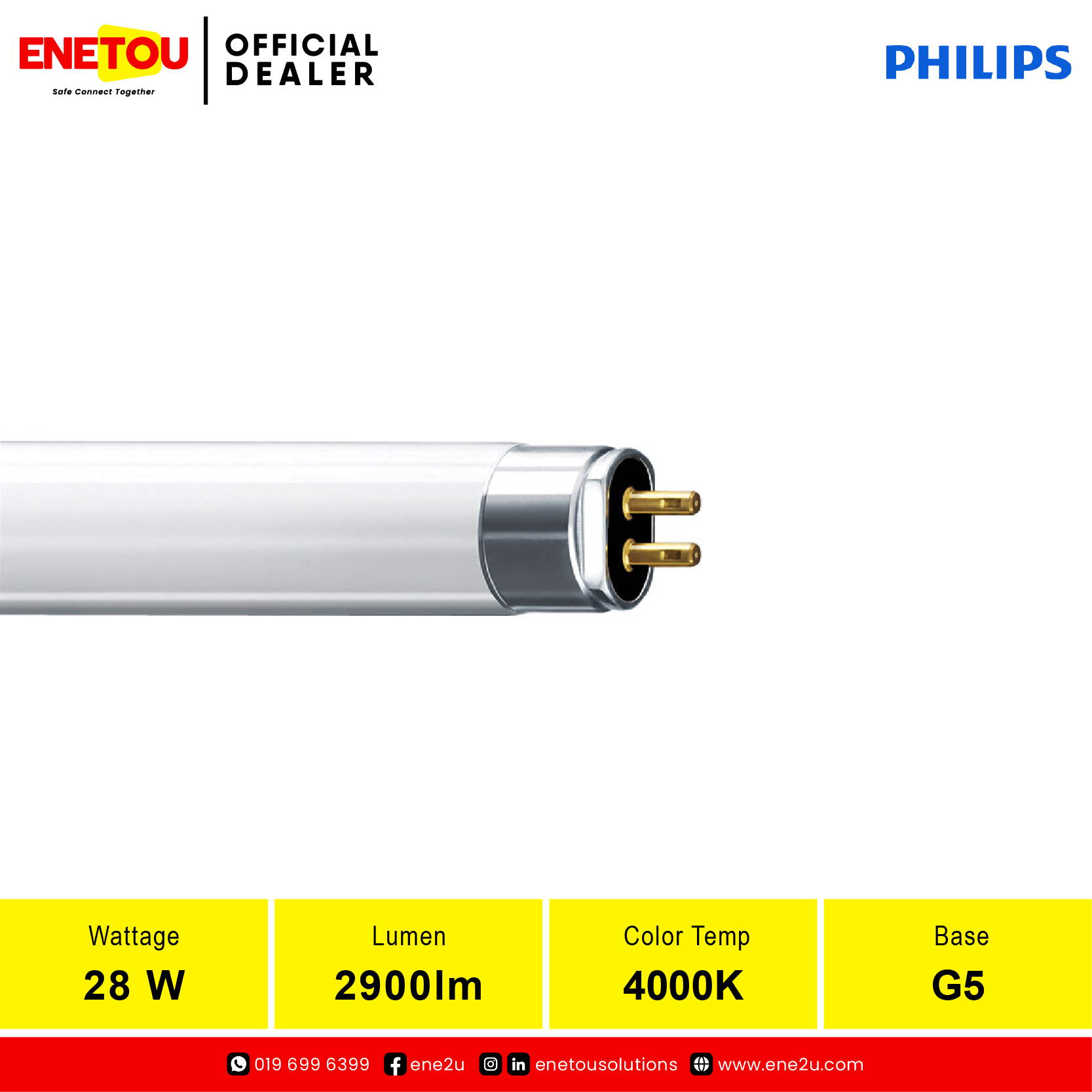 [1SL/40PCS] PHILIPS TL5 ESSENTIAL 28W/840 4000K COOL WHITE | Shopee ...