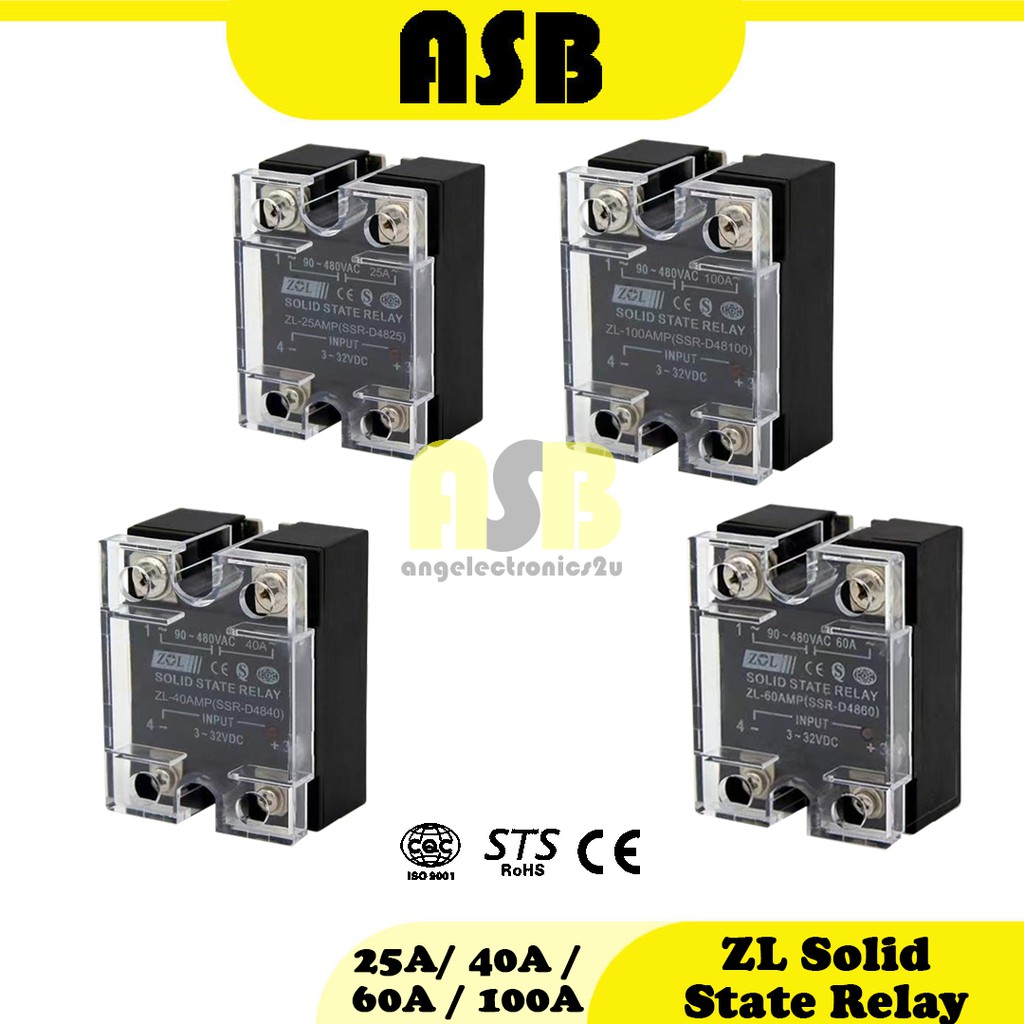 ZL Solid State Relay DC-AC ( 25A / 40A / 60A / 100A ) ( SSR-D4825 / SSR ...