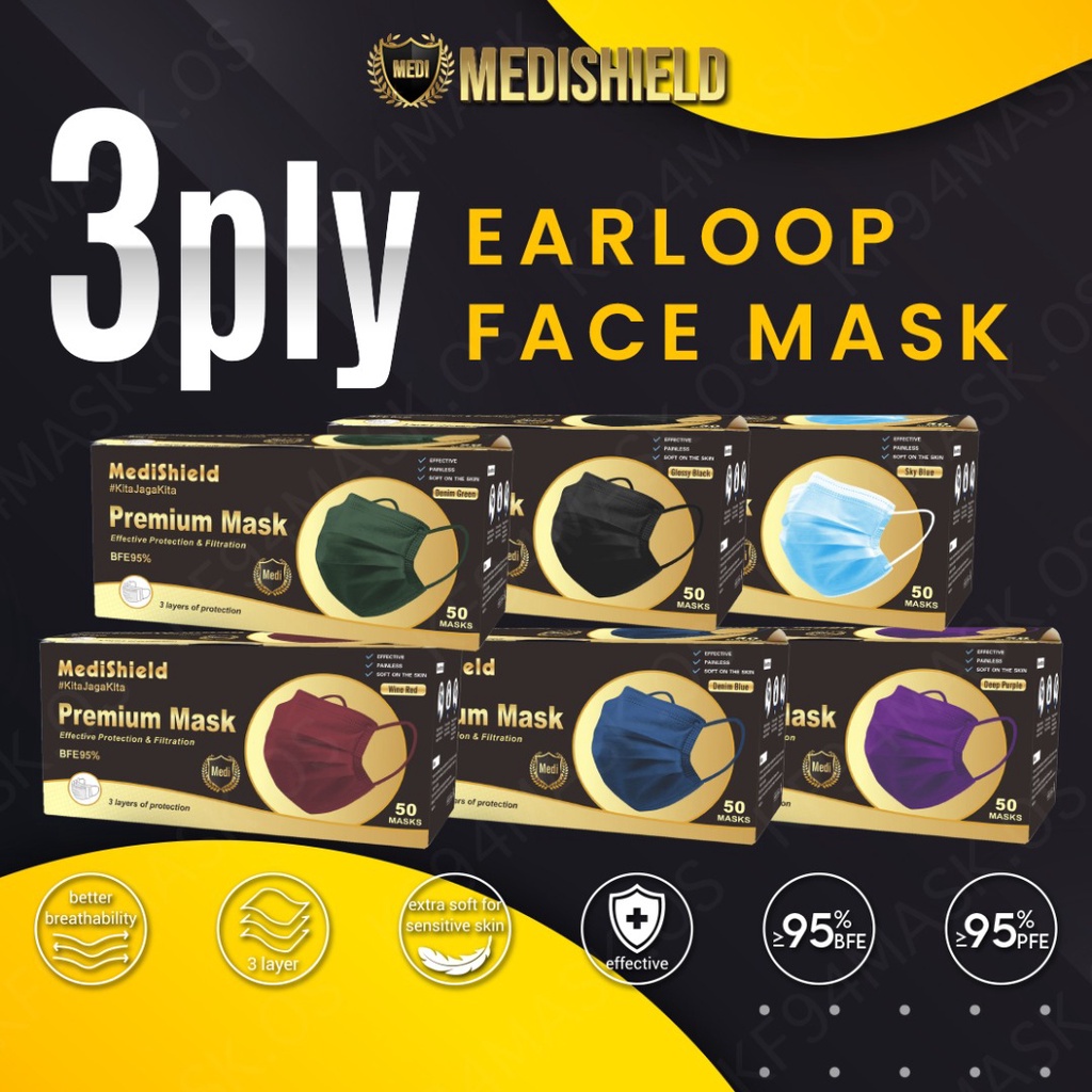 50pcs Full black colour 3ply Face Mask non Medical Disposable Mask full ...