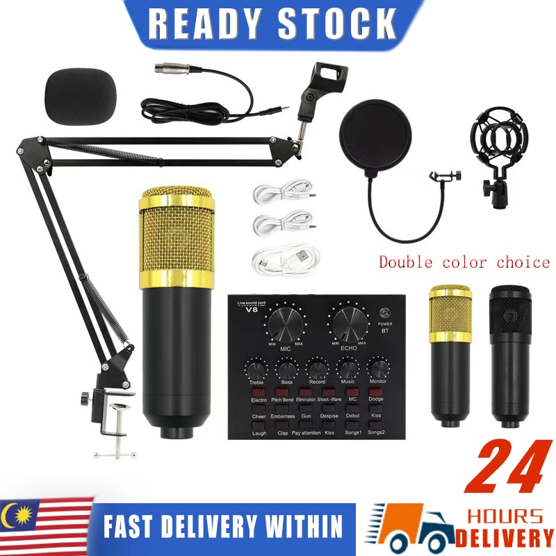 BM 800 Mic with Microphone Condenser V8 Sound Card Recording For Radio ...