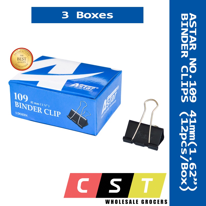 ASTAR NO.109 41mm(1.62") Binder Clip (12pcs/Box) X 3 Box | Shopee Malaysia