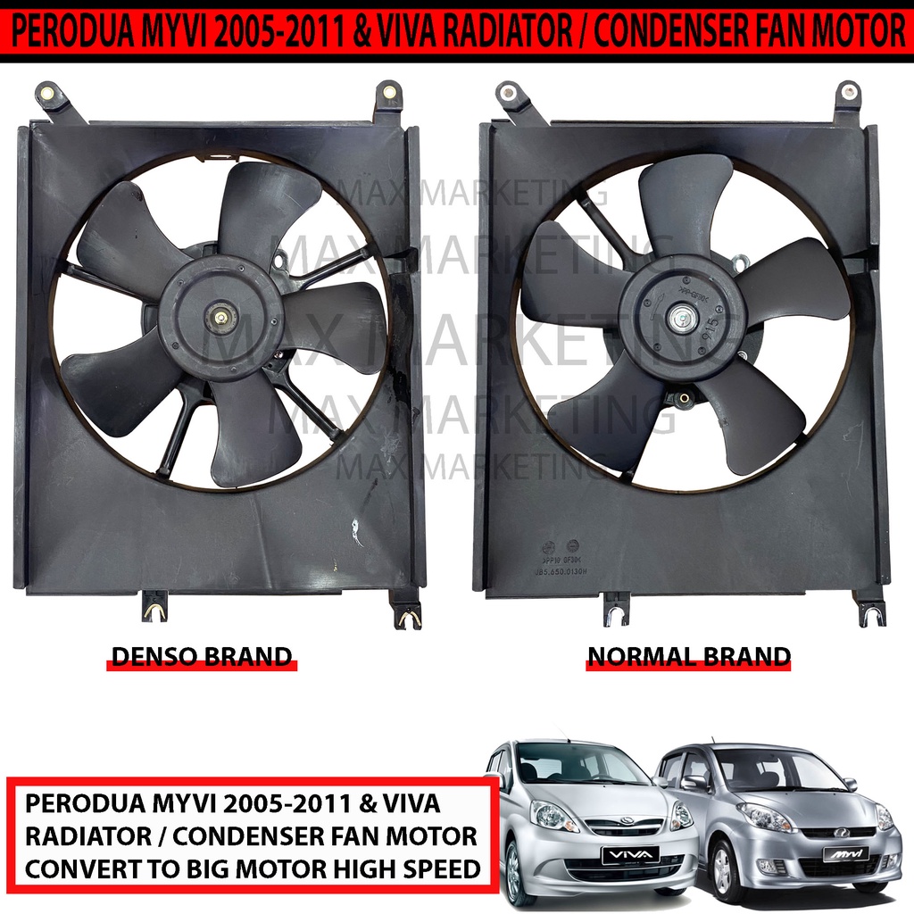 PERODUA MYVI 2005-2011 & VIVA RADIATOR / CONDENSER FAN MOTOR CONVERT TO ...