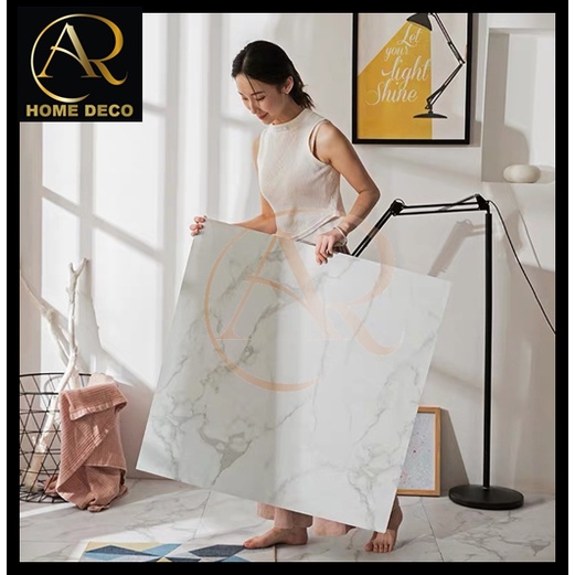 [2 KAKI X 2 KAKI] 10 PCS/BOX Marble Tile Vinyl Flooring Saiz Besar Easy ...