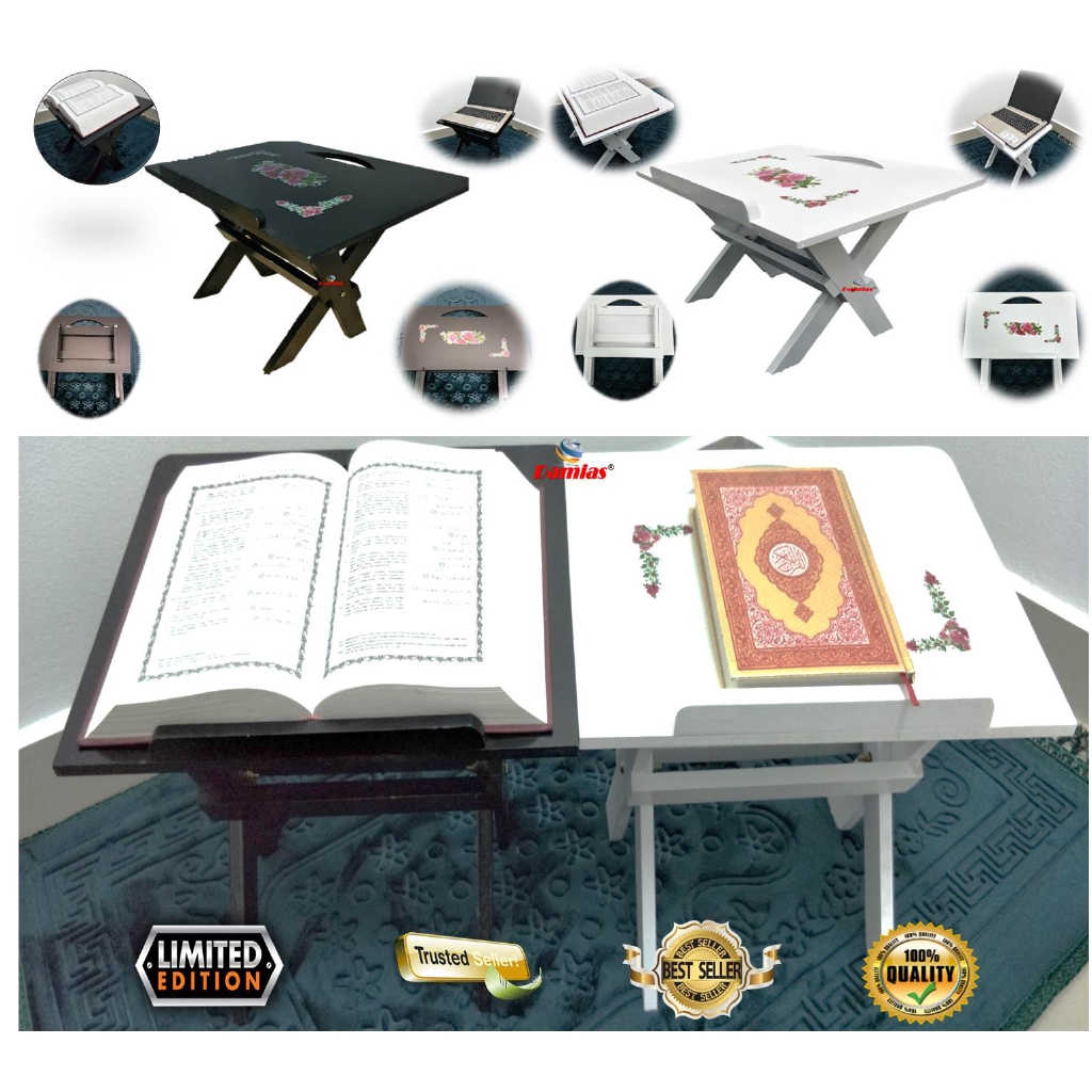 Meja Rehal Rihal Kayu Baca Al-Quran Iqra / Wooden Table Rihal Al-Quran ...