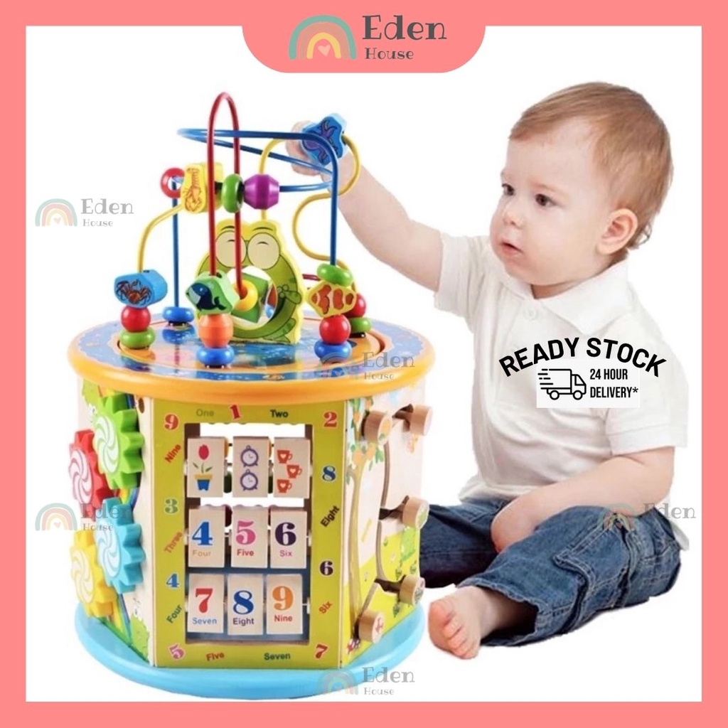 Wooden 8 in 1 Big round activity Education learning Cube Toy Toys Gifts ...