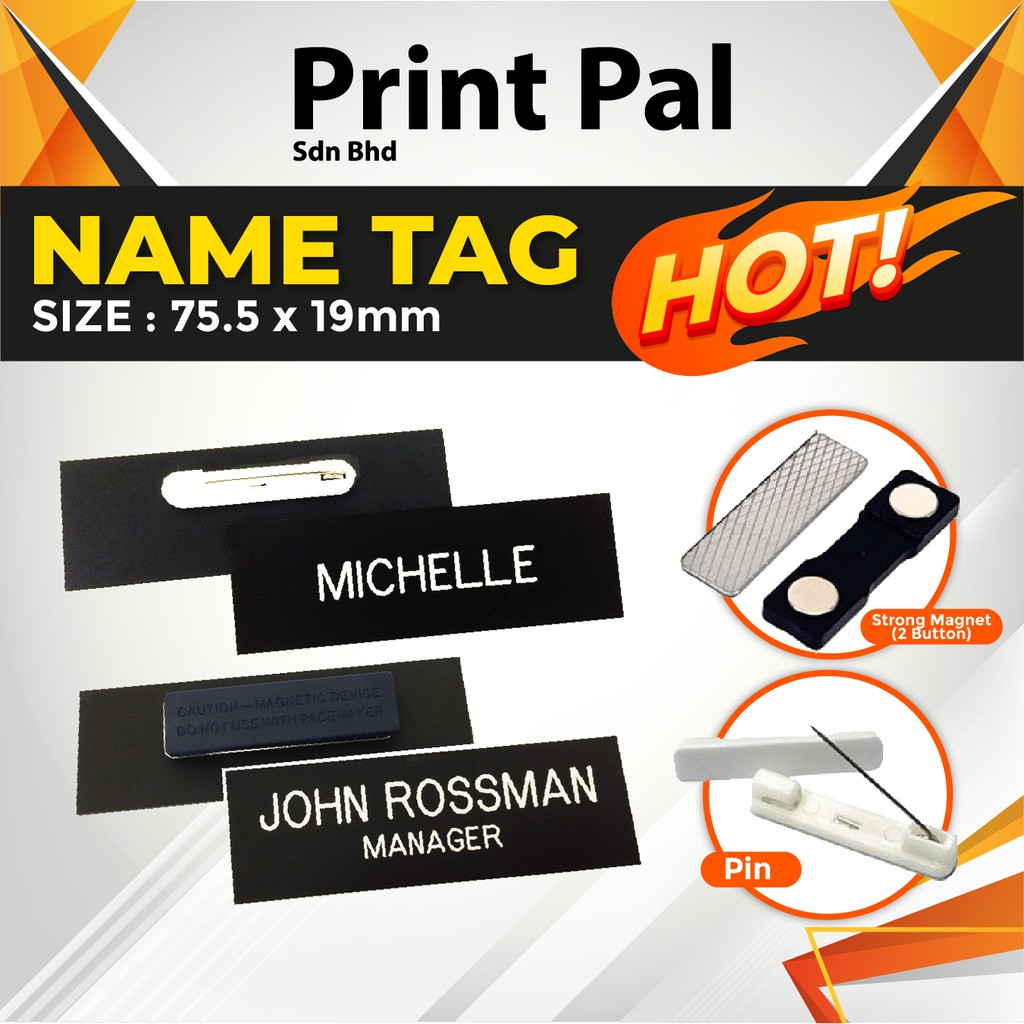 Name Tag Pin / Magnet, Tag Nama Sekolah / Tag Nama cikgu / Tag Nama ...