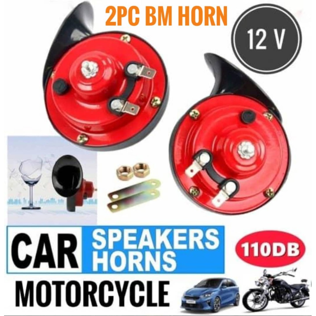 2 pcs car bm horn snail type r motosikal universal bunyi kuat hon ...
