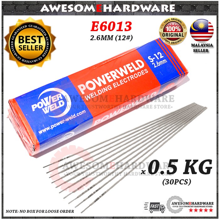 (0.5KG 30PCS) 2.6MM 12# POWERWELD S-12 S12 E6013 2.6MM WELDING ROD ELECTRODE | Shopee Malaysia