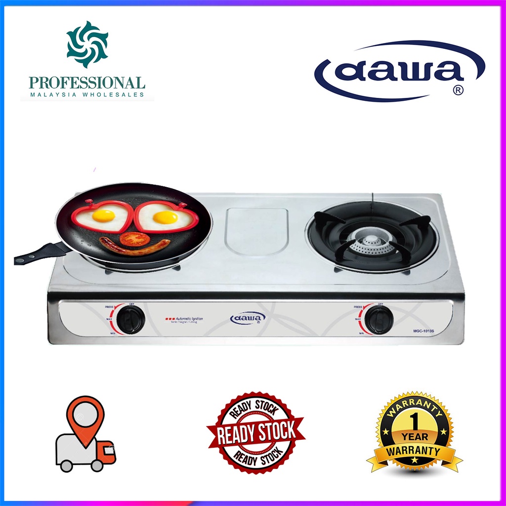 Dawa MGC-1010S Stainless Steel Double Burner Gas Stove Stove Dapur ...