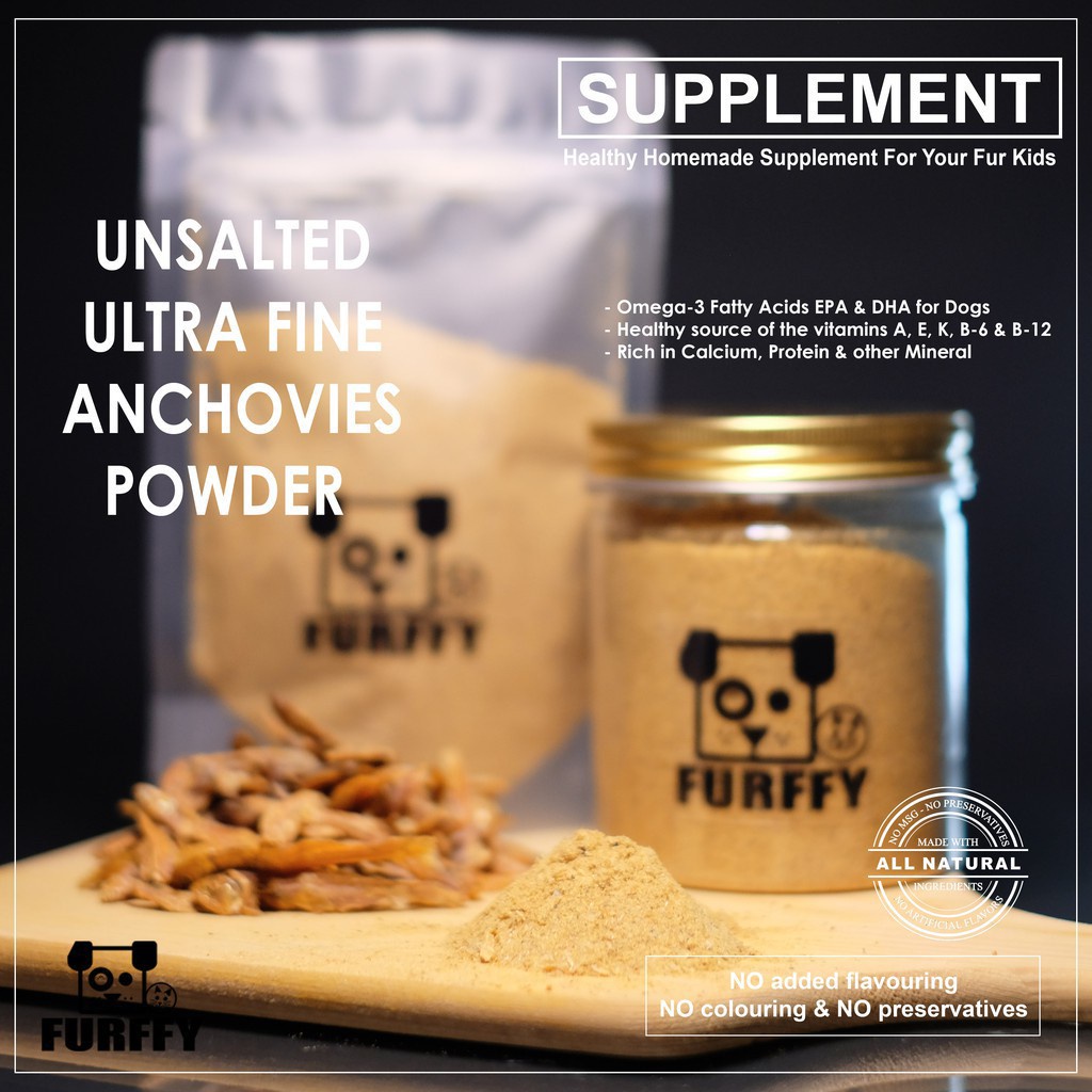 FURFFY Homemade Natural Unsalted Fine Anchovies Floss / Powder (Dog ...