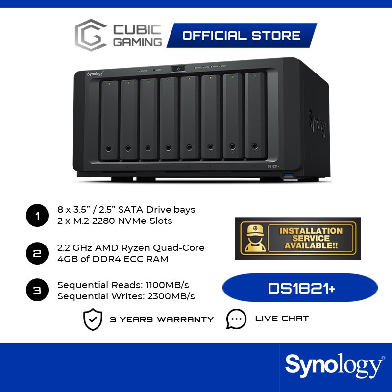Synology DS1821+ NAS DiskStation 8-Bays NAS Enterprise Sata HDD compatible with Iron Wolf NAS ...