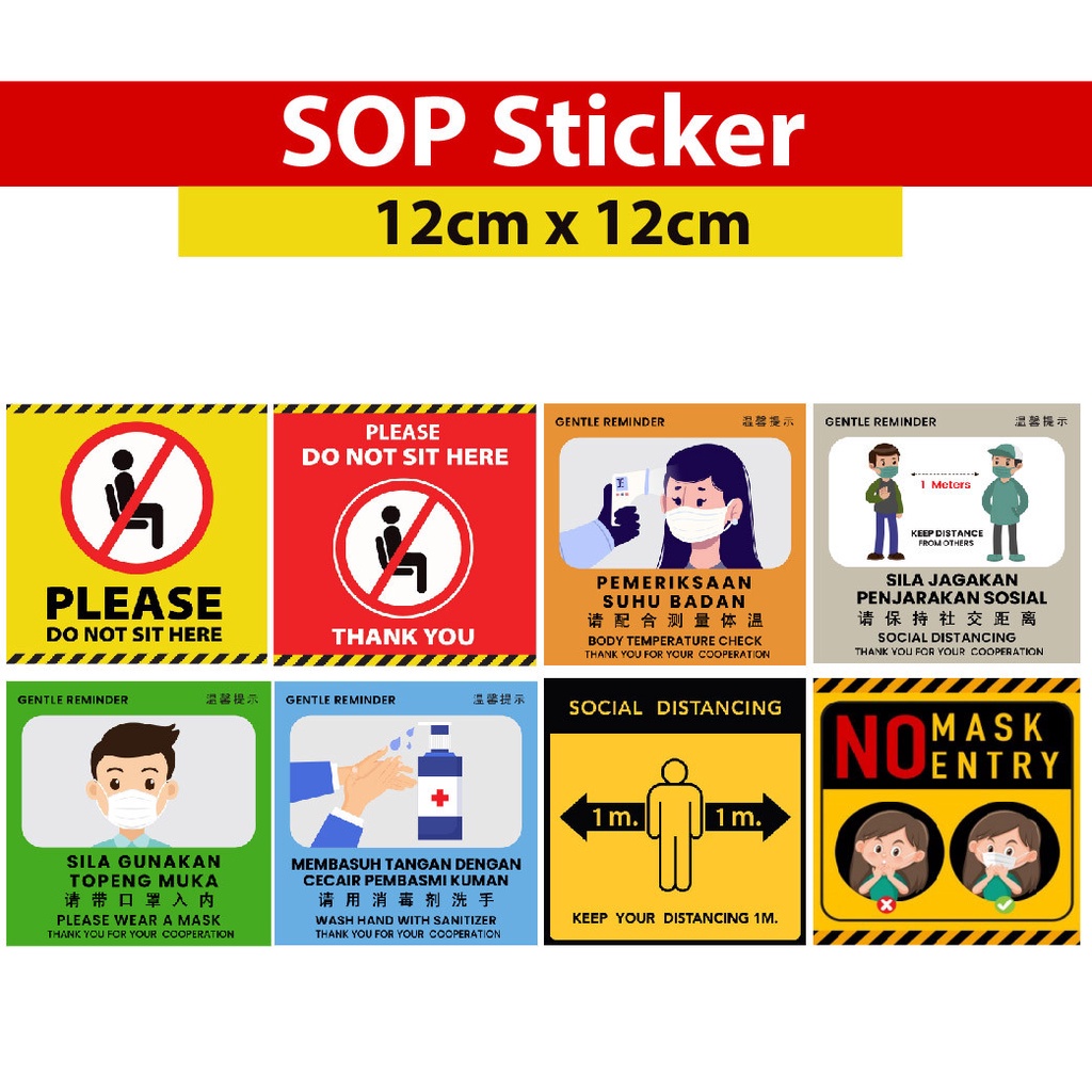 SOP STICKER / Social Distancing Attention Decal Sticker Common Series ...
