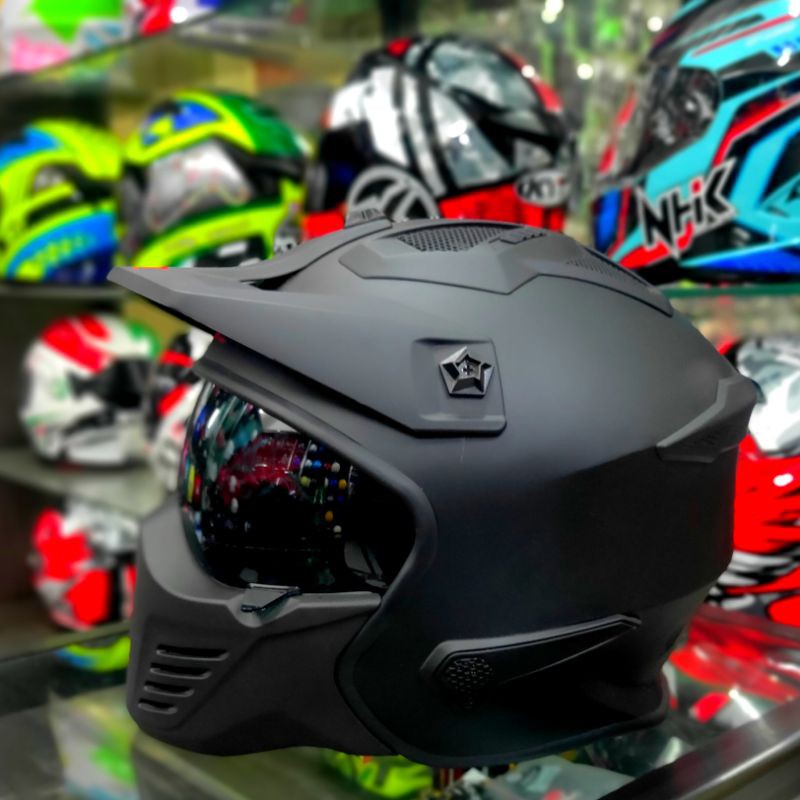 Jpx mx 726-r Black Dop Helmet Full Face Half Face Helmet | Shopee Malaysia