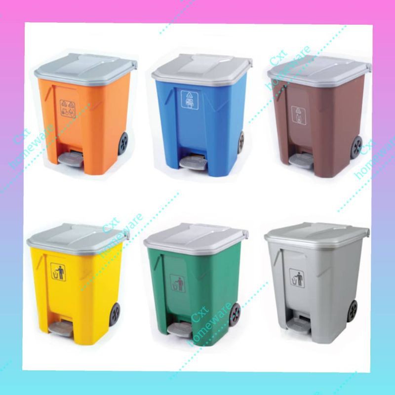 RAYACO 68L Mobile Plastic Dustbin With Wheel/Tong Sampah/Trash Bin ...