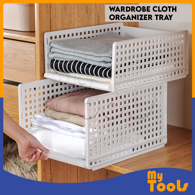 Wardrobe Cloth Organizer Tray Stackable Drawer Storage Rack Shelf ...