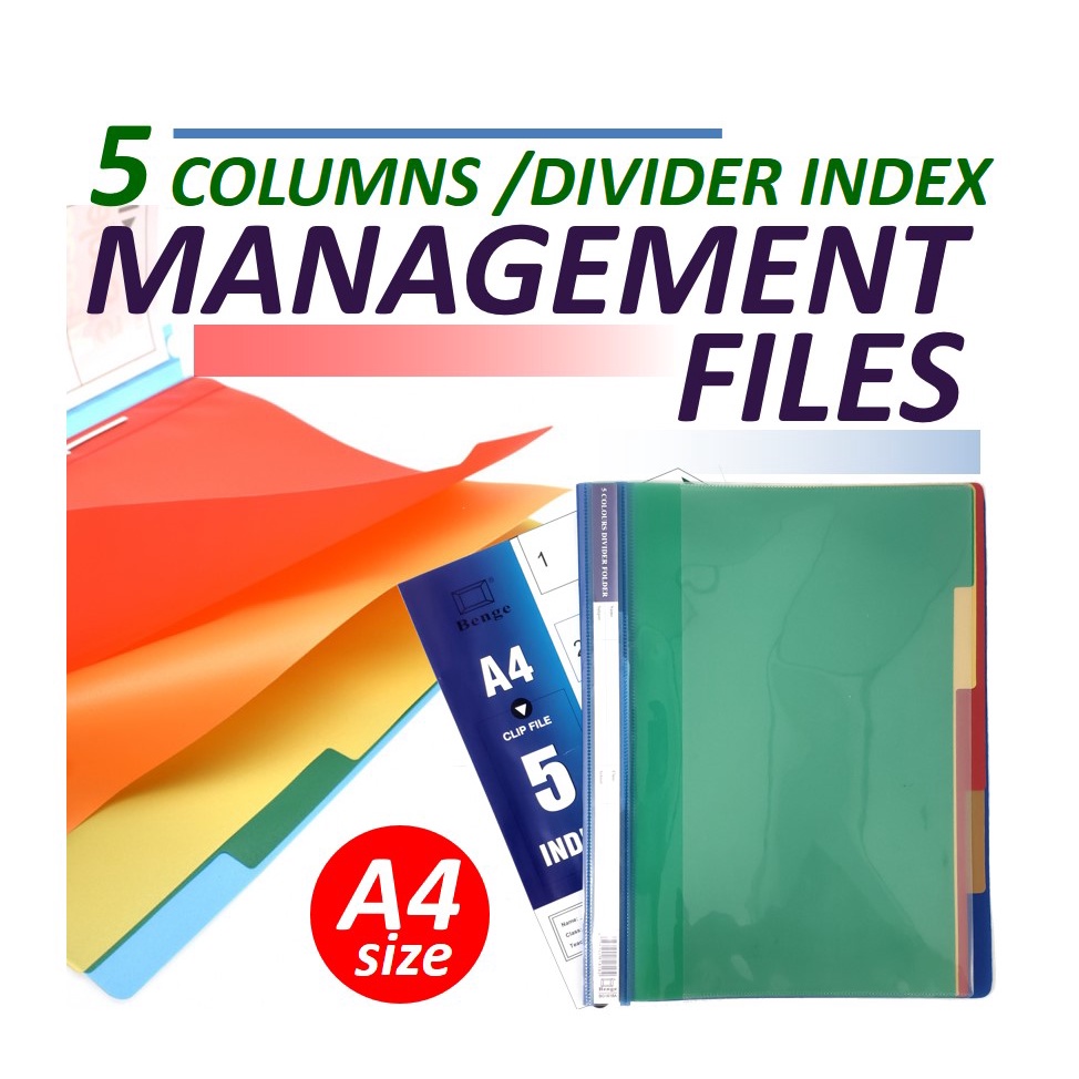 Benge Management File With 5 Columns Index Divider In Different Colors ...