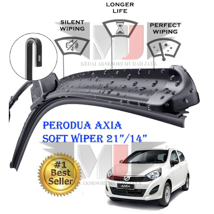 Perodua AXIA 100% Car Wiper Soft Rubber Wipers Blade Compatible With ...
