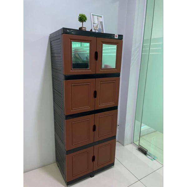 4 Tier DIY Plastic Cabinet/Twins Dolphin Almari baju plastik +cermin ...