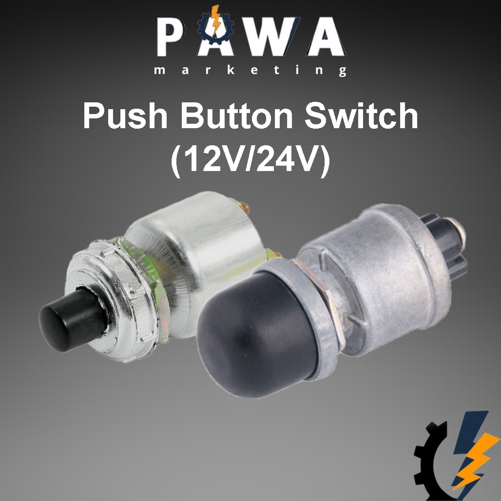 Pawa Push Start Button Switch 12V/24V with Rubber Cover Car Truck ...