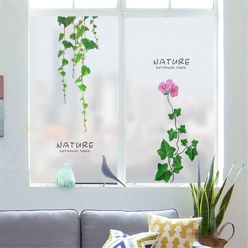 Window Film Privacy Glass Sticker Static Window Cling Green Plants ...