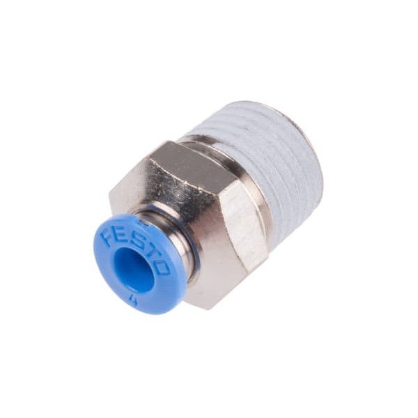 Festo Threaded-to-Tube Pneumatic Fitting, R 1/8 to, Push In 4 mm, QS Series, 14 bar QS 1/8 - 4 ...